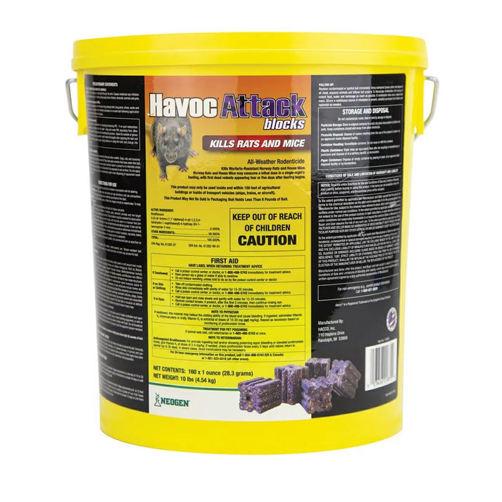 Havoc® Attack Rodenticide Blocks - 10 lb Bucket – QC Supply